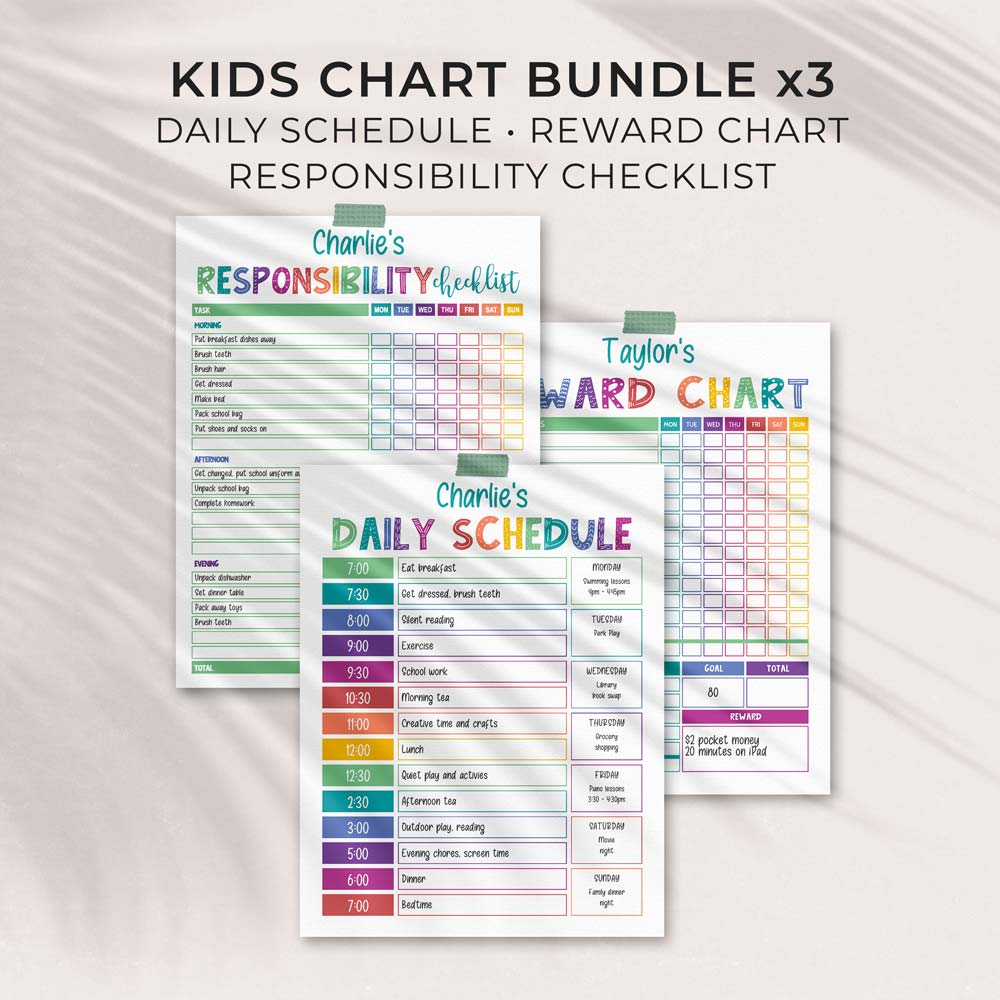 Rainbow Reward Chart Editable Bundle (3) – A Visual Merriment