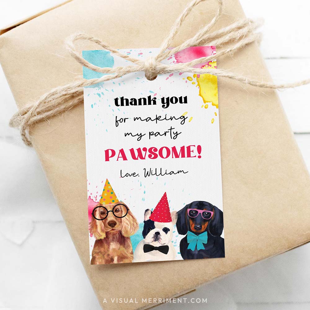 Pawty Dogs Dachshund & Friends Editable Gift Tag Template – A Visual ...