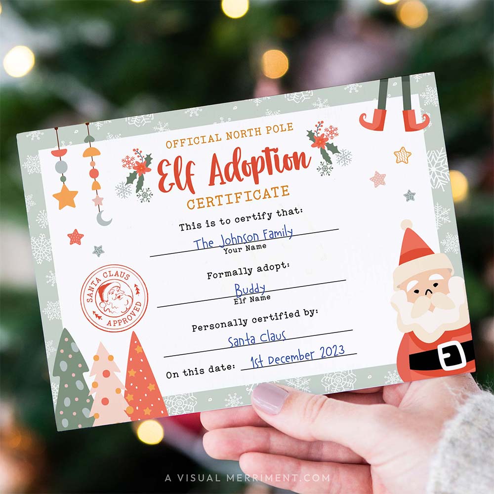 Christmas Elf Adoption Certificate | Editable Template – A Visual Merriment